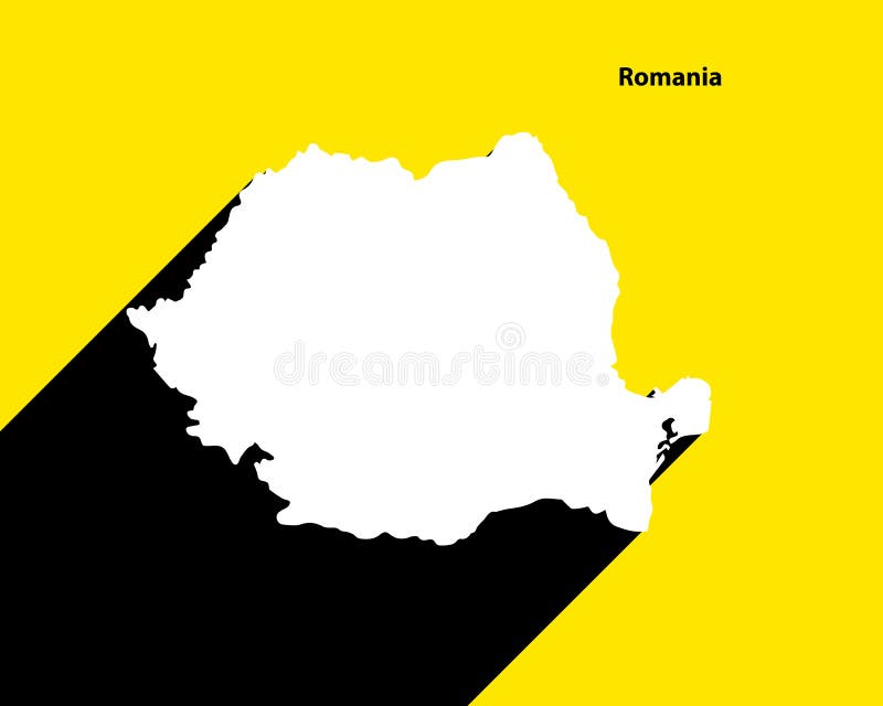 Romania Map on Retro Poster with Long Shadow. Vintage Sign Easy To Edit ...