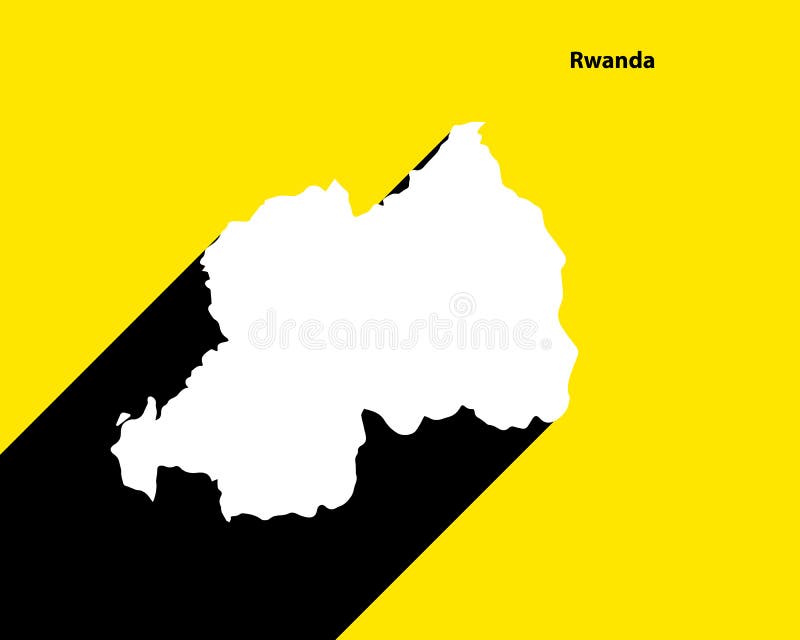 Rwanda Map on Retro Poster with Long Shadow. Vintage Sign Easy To Edit ...