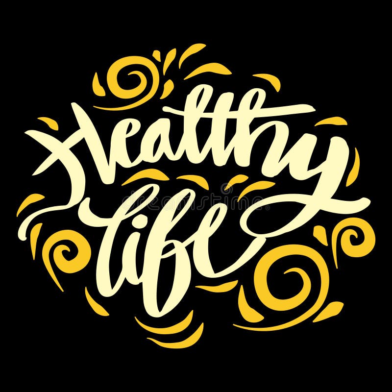 Healthy Life Hand Lettering. Stock Vector - Illustration of graphic ...
