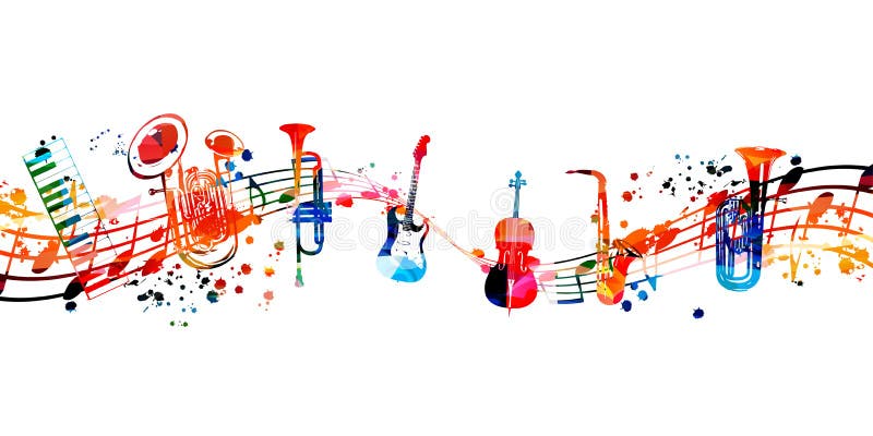 Colorful Musical Instruments Bundle with Musical Notes Isolated Vector ...
