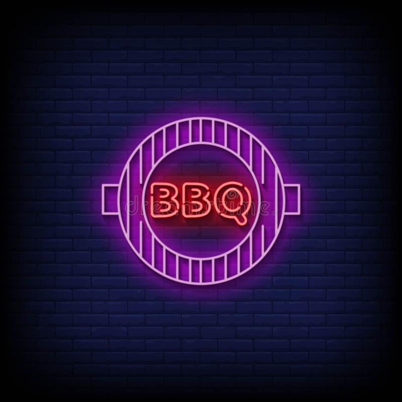 Barbeque Neon Sign on Brick Wall Background Vector Stock Vector ...