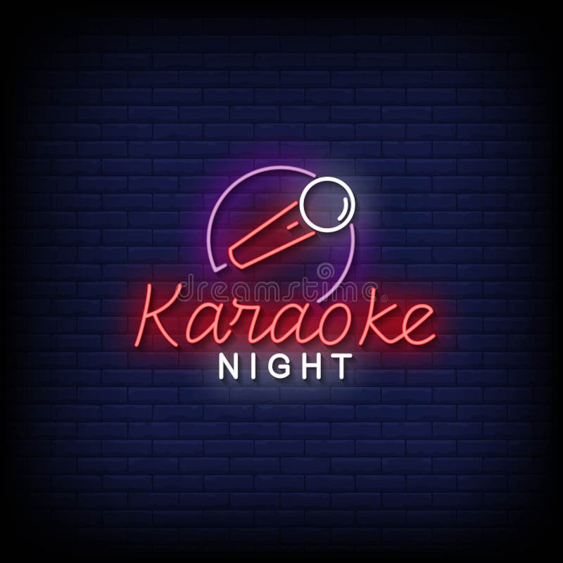 Karaoke Night Neon Sign on Brick Wall Background Vector Stock Vector ...