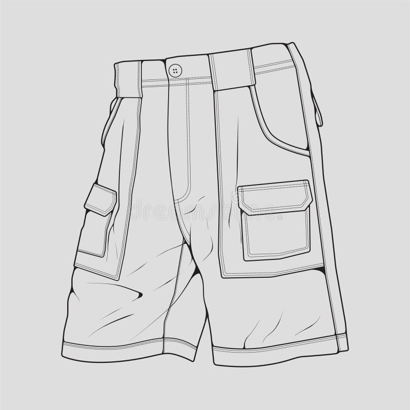 Short Pants Outline Drawing Vector, Short Pants in a Sketch Style ...