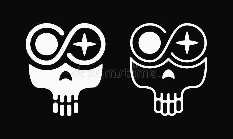 Infinite Black and White Skull Illustration. Simple, Line, Spooky and ...