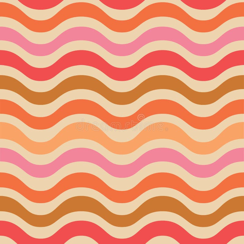 Abstract Retro Funky Waves Seamless Pattern in Pink, Orange, Red ...