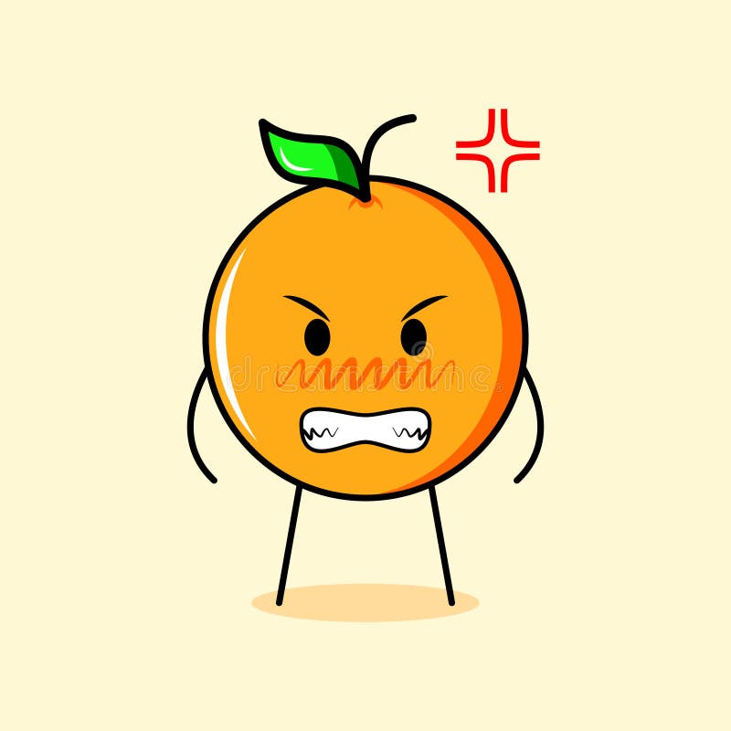 Cute Orange Character with Grinning and Angry Expression Stock Vector ...