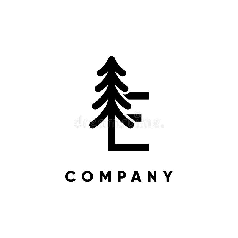 Letter E Pine Tree Logo Design Vertor Icon Graphic Emblem Illustration ...