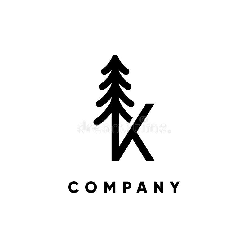 Letter K Pine Tree Logo Design Vertor Icon Graphic Emblem Illustration ...