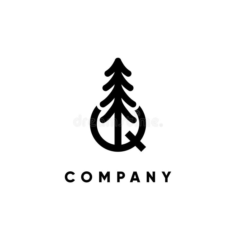 Letter Q Pine Tree Logo Design Vertor Icon Graphic Emblem Illustration ...