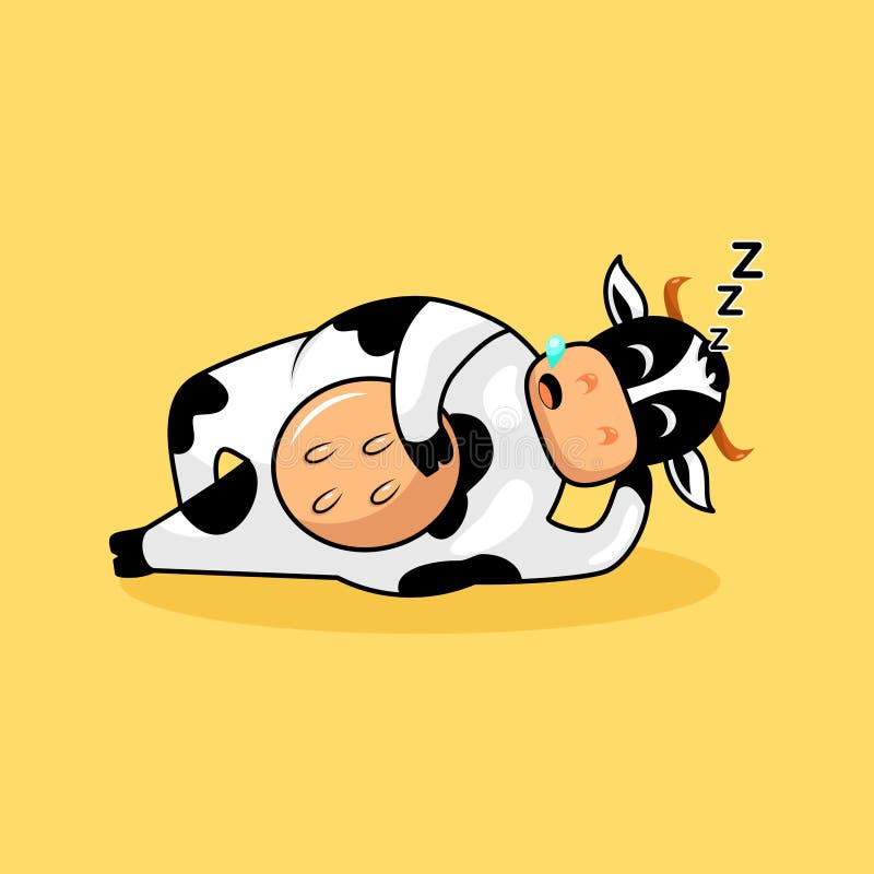 Cute Cow Sleep Illustration. Cartoon, Mascot, Animal and Character ...