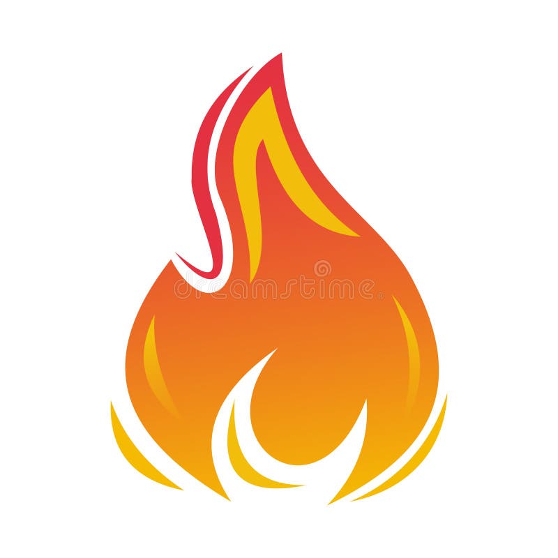 Fire, Flame. Red Fire in Abstract Style on White Background Stock ...