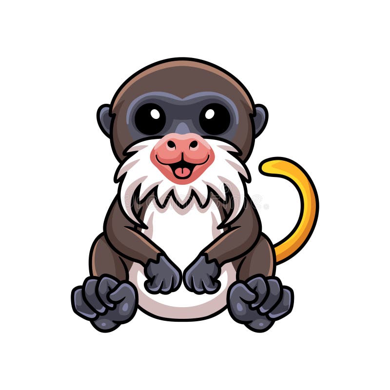 Cute Little Tamarin Monkey Cartoon Sitting Stock Vector - Illustration ...