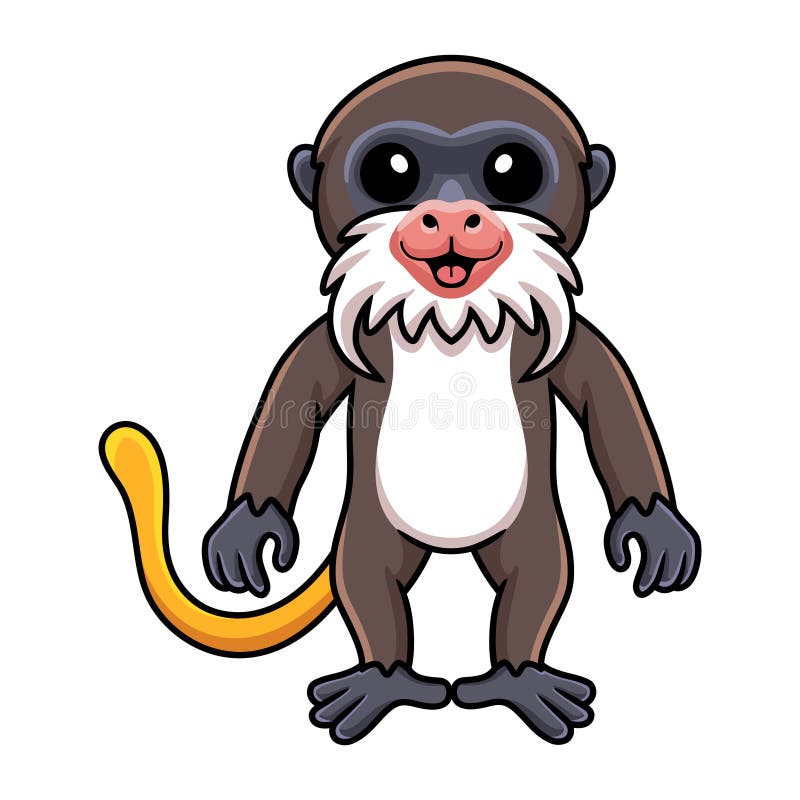 Cute Little Tamarin Monkey Cartoon Standing Stock Vector - Illustration ...