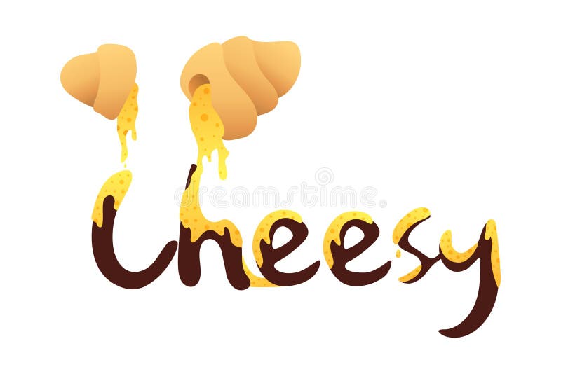 Cheesy Cheese Croissant Bakery Melting Cheezie Text Type Vector Icon ...
