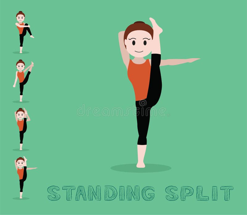 Yoga Tutorial Standing Split Cartoon Vector Illustration Stock Vector ...