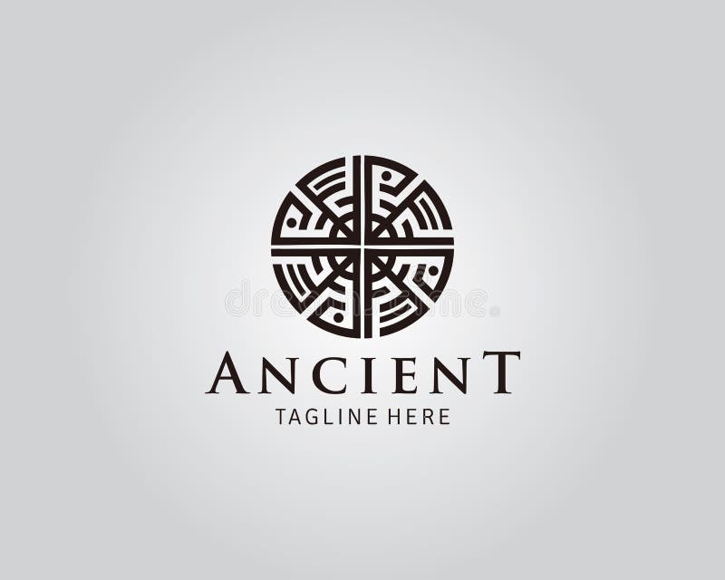 Unique Symbol Mono Line Ancient Sun Logo. Stock Vector - Illustration ...