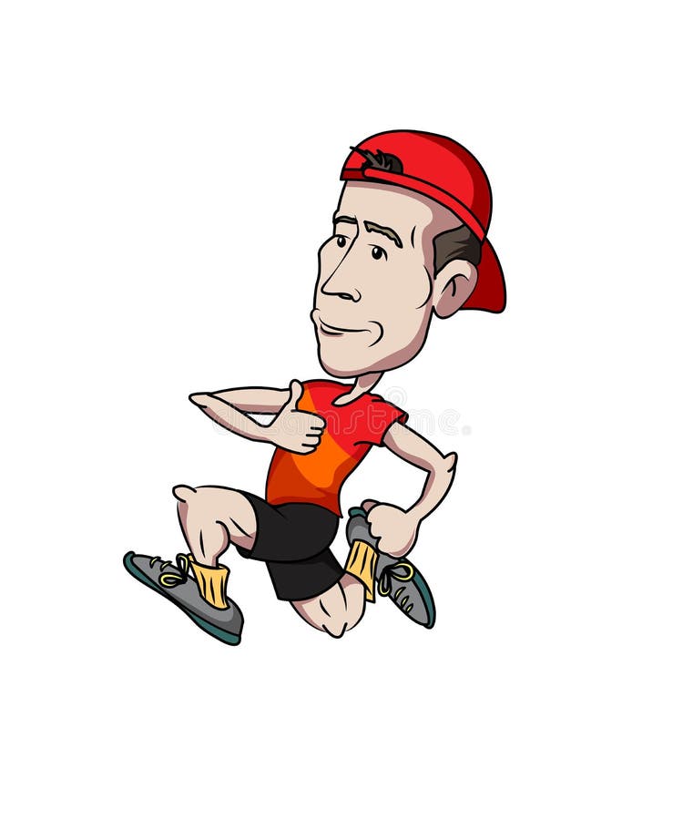 Cartoon Caricature Runner Isolated Illustration Sporty Activity ...