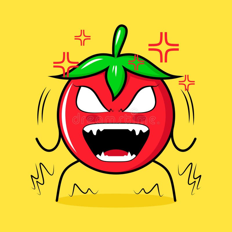 Cute Tomato Character with Very Angry Expression. Eyes Bulging and ...