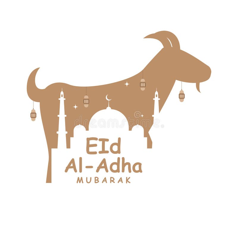 Happy Eid Al Adha Elements with Goats, Sheep, Cows, and Camels Stock ...