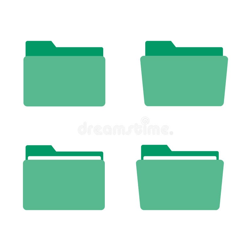 Set of Flat Green Folder Icons. Various Folder Symbols Stock Vector ...