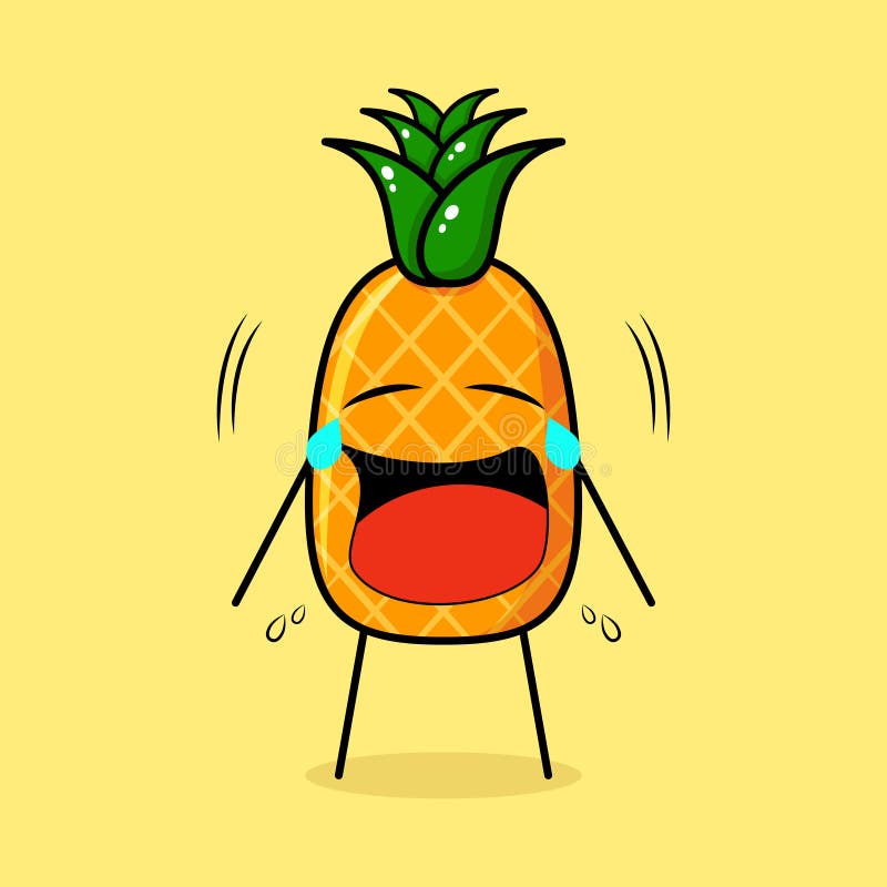 Cute Pineapple Character with Crying Expression Stock Vector ...