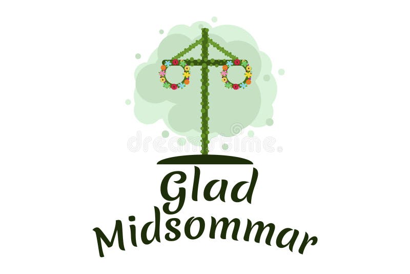 Happy Midsummer Greeting Poster. Floral Wreath and Lettering Glad ...