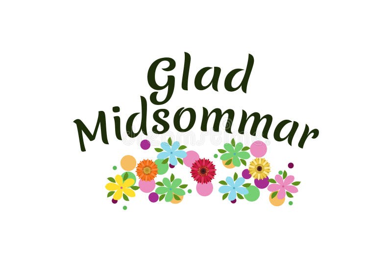 Happy Midsummer Greeting Poster. Floral Wreath and Lettering Glad ...