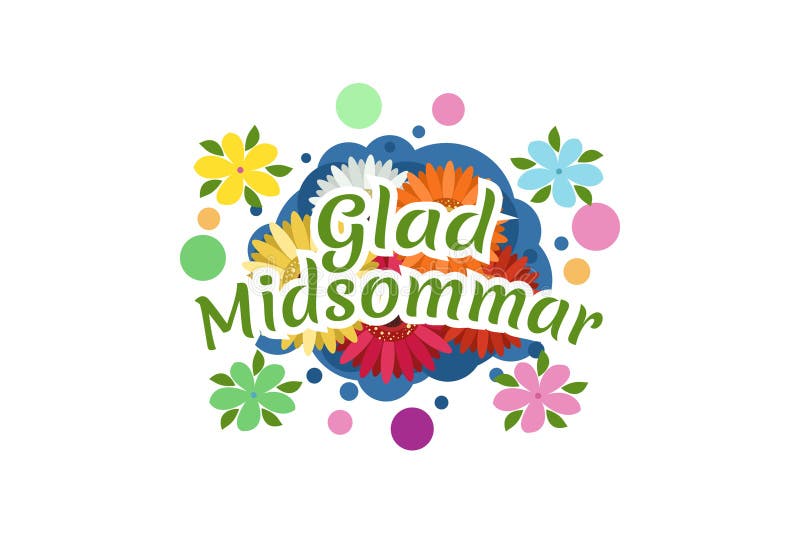 Happy Midsummer Greeting Poster. Floral Wreath and Lettering Glad ...