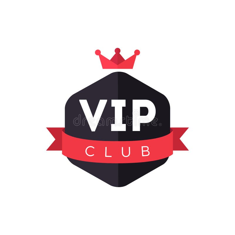 Vip Club Exclusive Member Pass Logo with Crown and Ribbon Stock ...