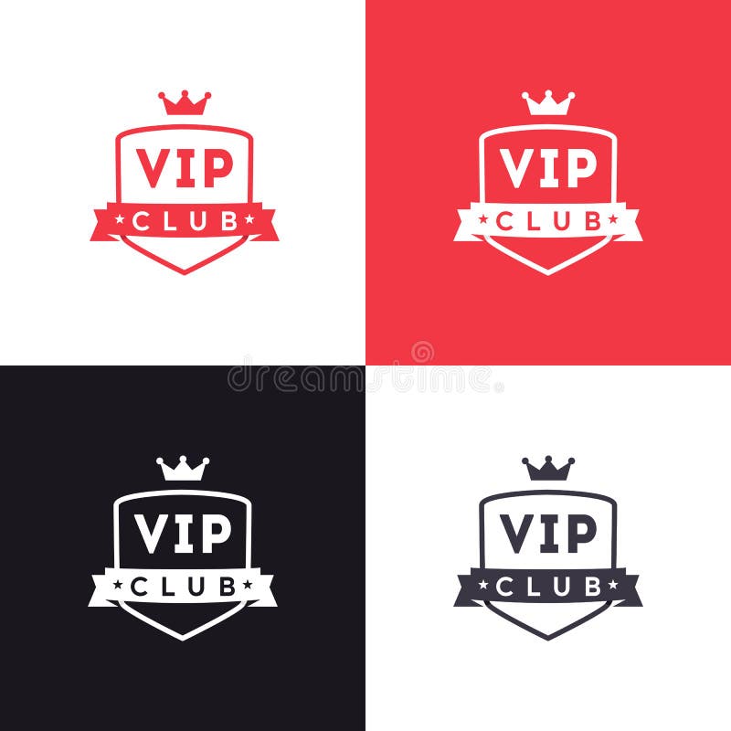 Vip Club Exclusive Member Pass Logo with Crown and Ribbon Stock ...