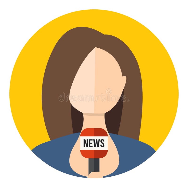 Female Journalist with Microphone Vector Icon in Circle Stock Vector ...