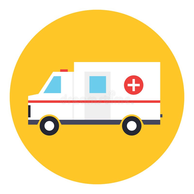 Ambulance Car, Emergency Medical Service Bus Icon in Circle Stock ...