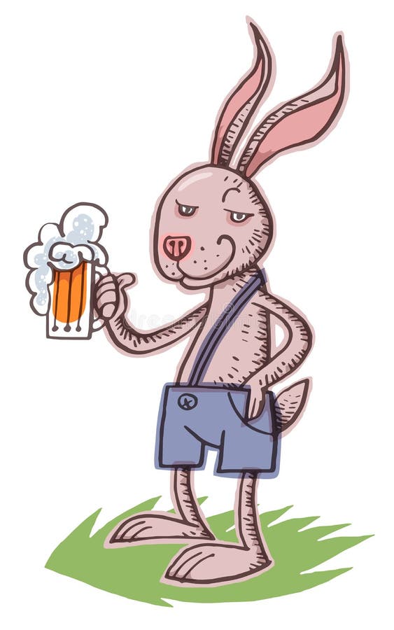 Bunny Drinking Beer. Comic Character. Vector Illustration Stock Vector ...