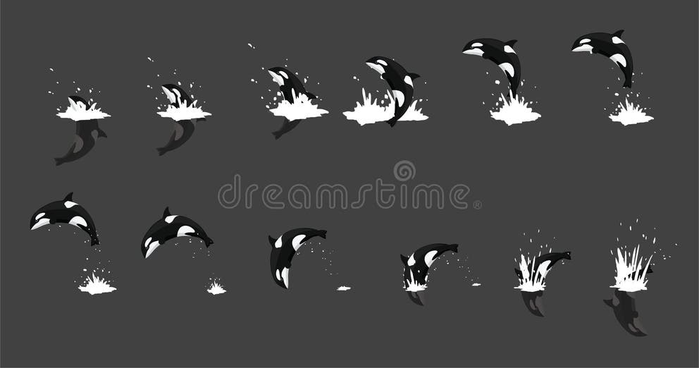 Animal Animation Orca Jumping Cartoon Vector Stock Vector ...