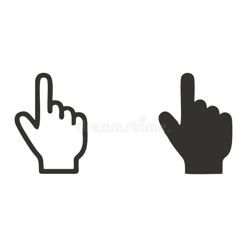 Collection of Hand Shaped Pointer Templates in Black and White. Pointer ...