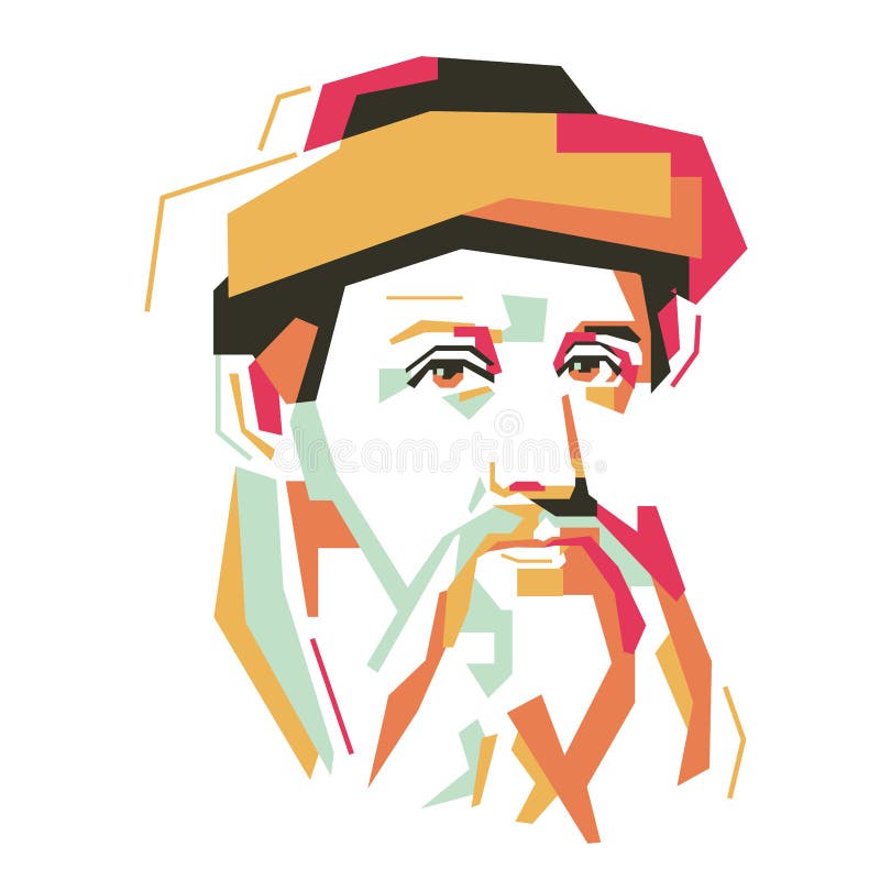 Johannes Gutenberg Simple Line Illustration Stock Vector - Illustration ...