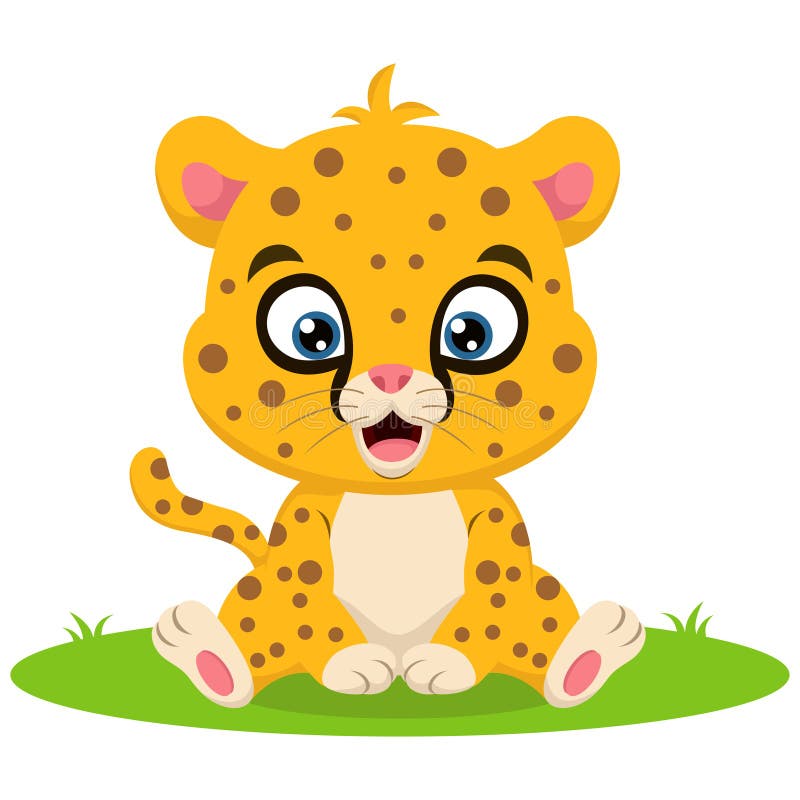 Cute Little Leopard Cartoon Sitting in the Grass Stock Vector ...