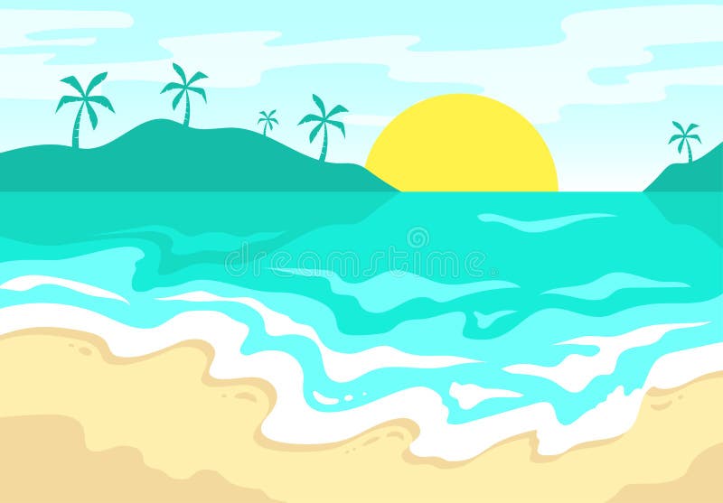 Island Beach in the Shore Background Vector Design Stock Vector ...