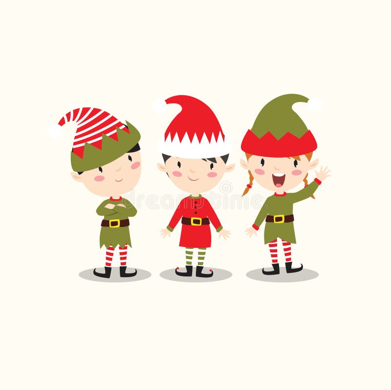 Print. Vector Set of Funny Cartoon Elves. Stock Vector - Illustration ...
