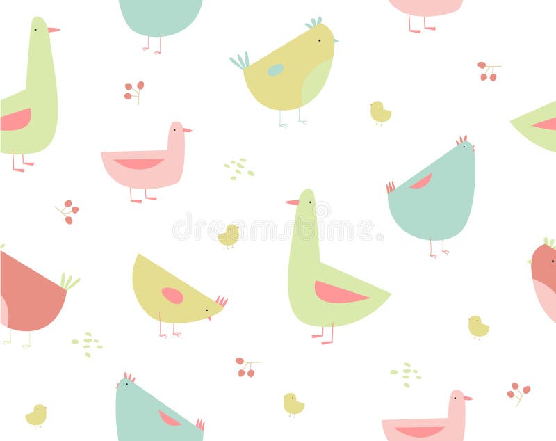 Print. Vector Pattern with Hens, Chickens, Ducks and Geese. Stock ...
