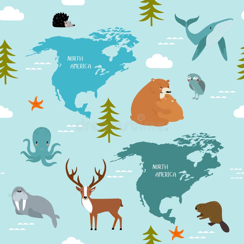 Cute North America Map Stock Illustrations – 571 Cute North America Map ...