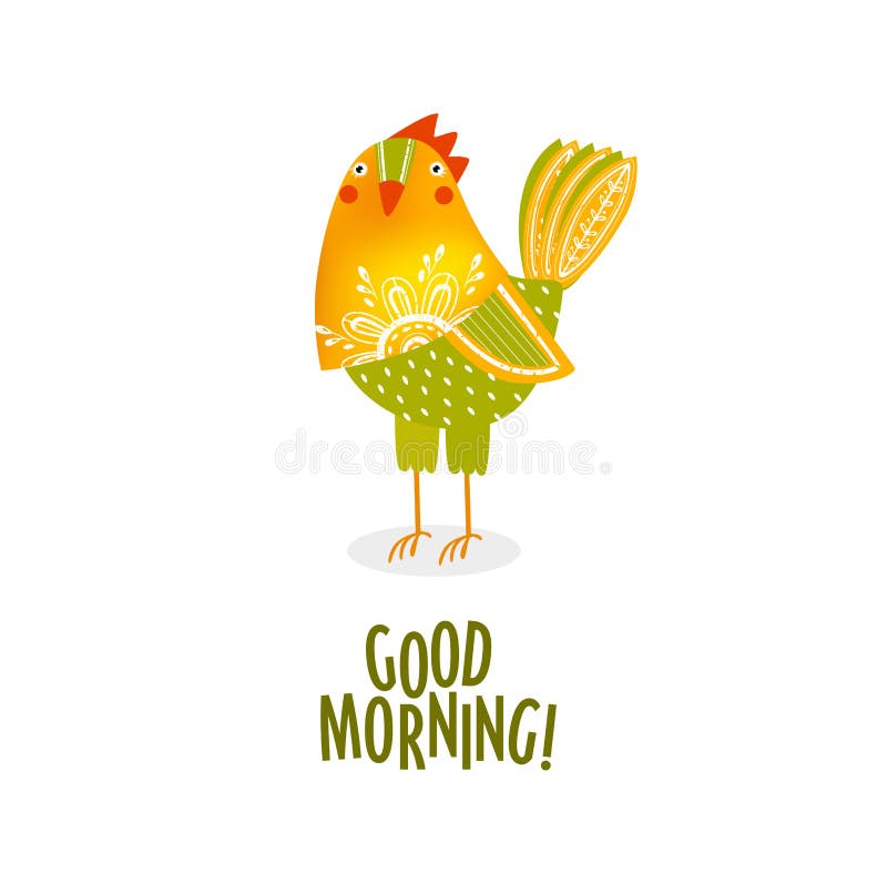 Print. Vector Illustration of a Rooster Saying Good Morning. Stock ...