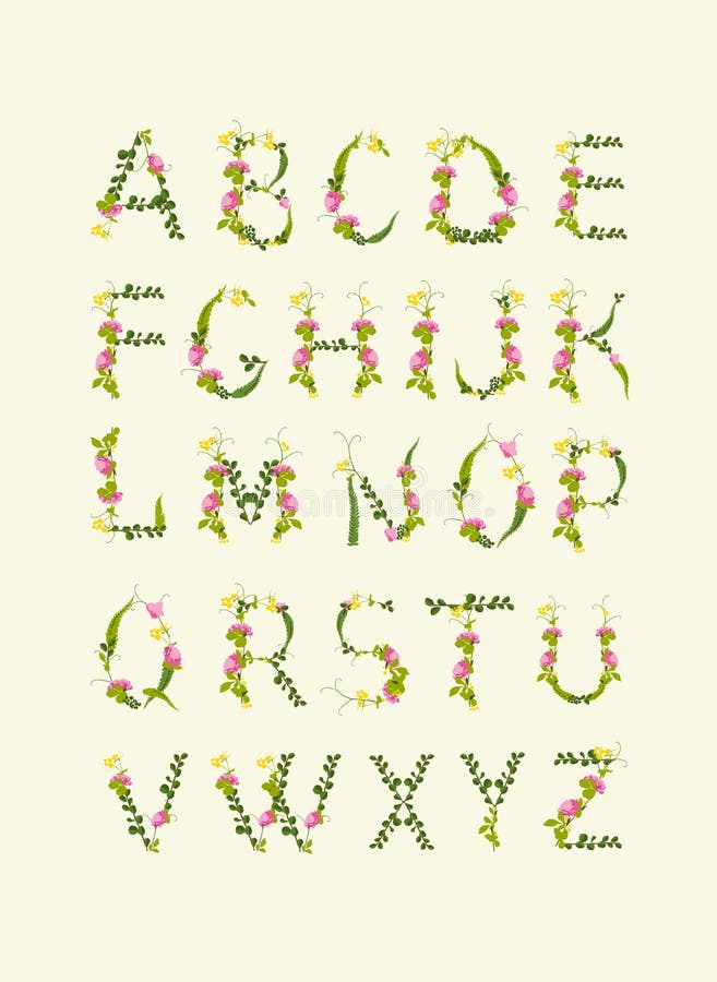 Print. Vector Flower Alphabet Stock Vector - Illustration of beautiful ...