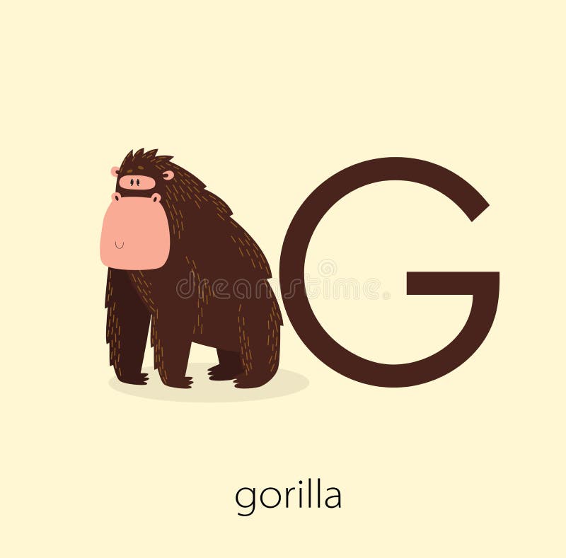 Gorilla Alphabet Coloring Page Stock Vector - Illustration of letter ...