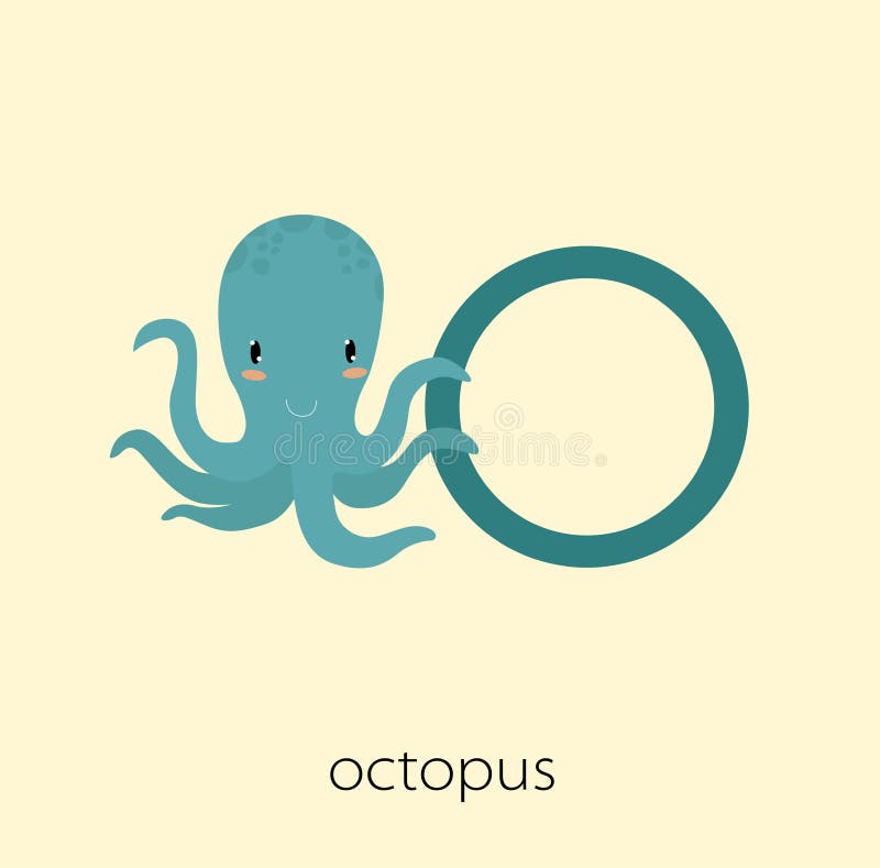 Print. Card Letter `O` with Octopus. Learning the English Alphabet ...