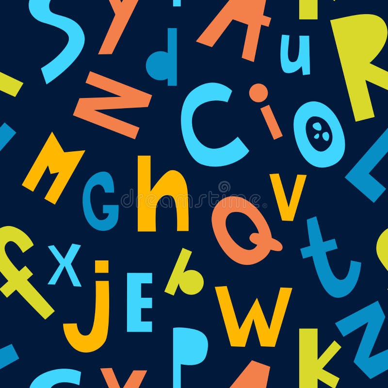 Print. Bright Seamless Font Background. English Alphabet. Pattern with Letters. Stock Vector ...