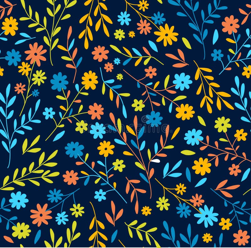 Print. Vector Seamless Background with Bright Small Flowers ...