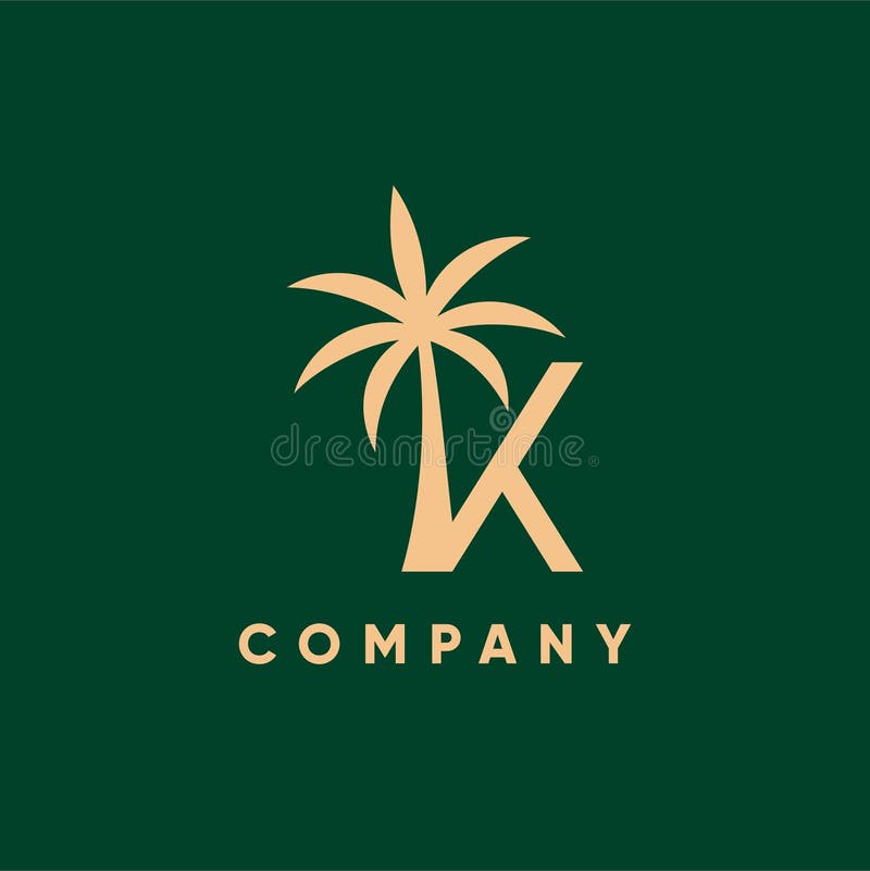 Letter K Initial Palm Leaf Tree Logo Design Vector Icon Graphic Emblem ...