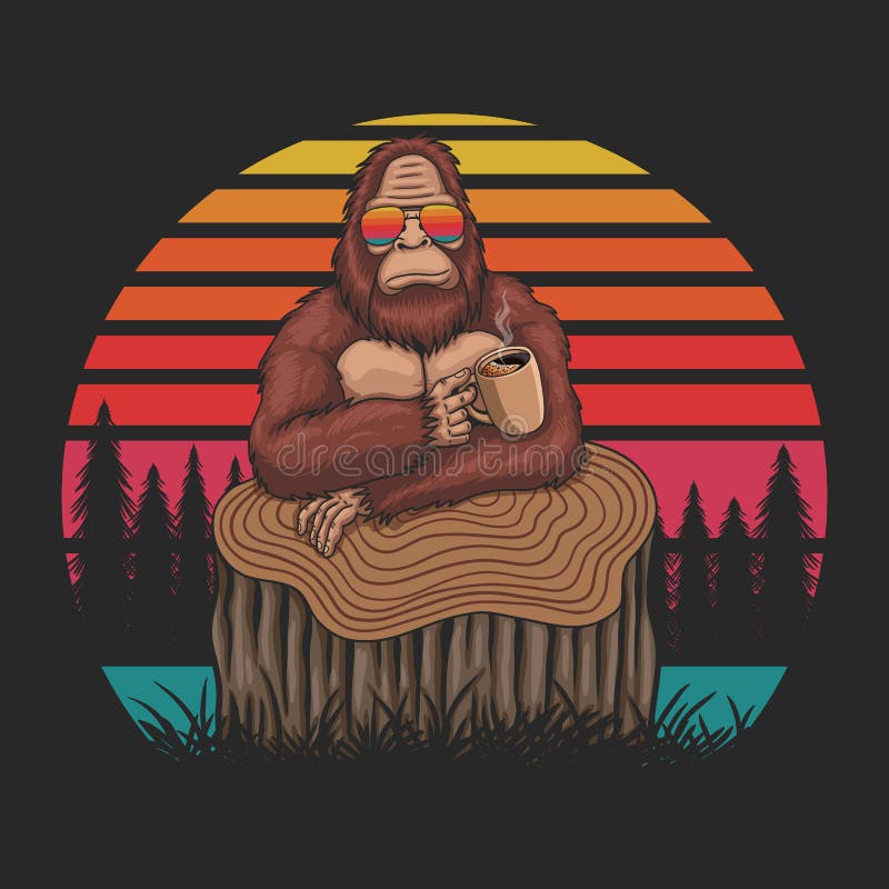 Bigfoot Relax Drink Coffee Retro Vector Illustration Stock Vector ...