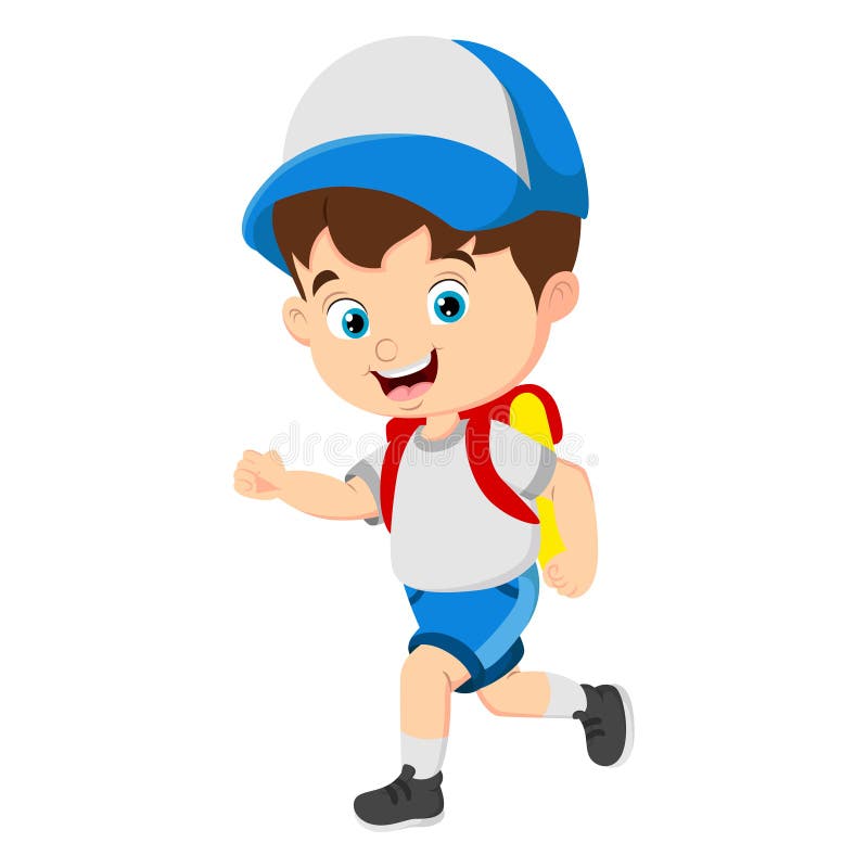 Cartoon Little School Boy Running Stock Vector - Illustration of ...